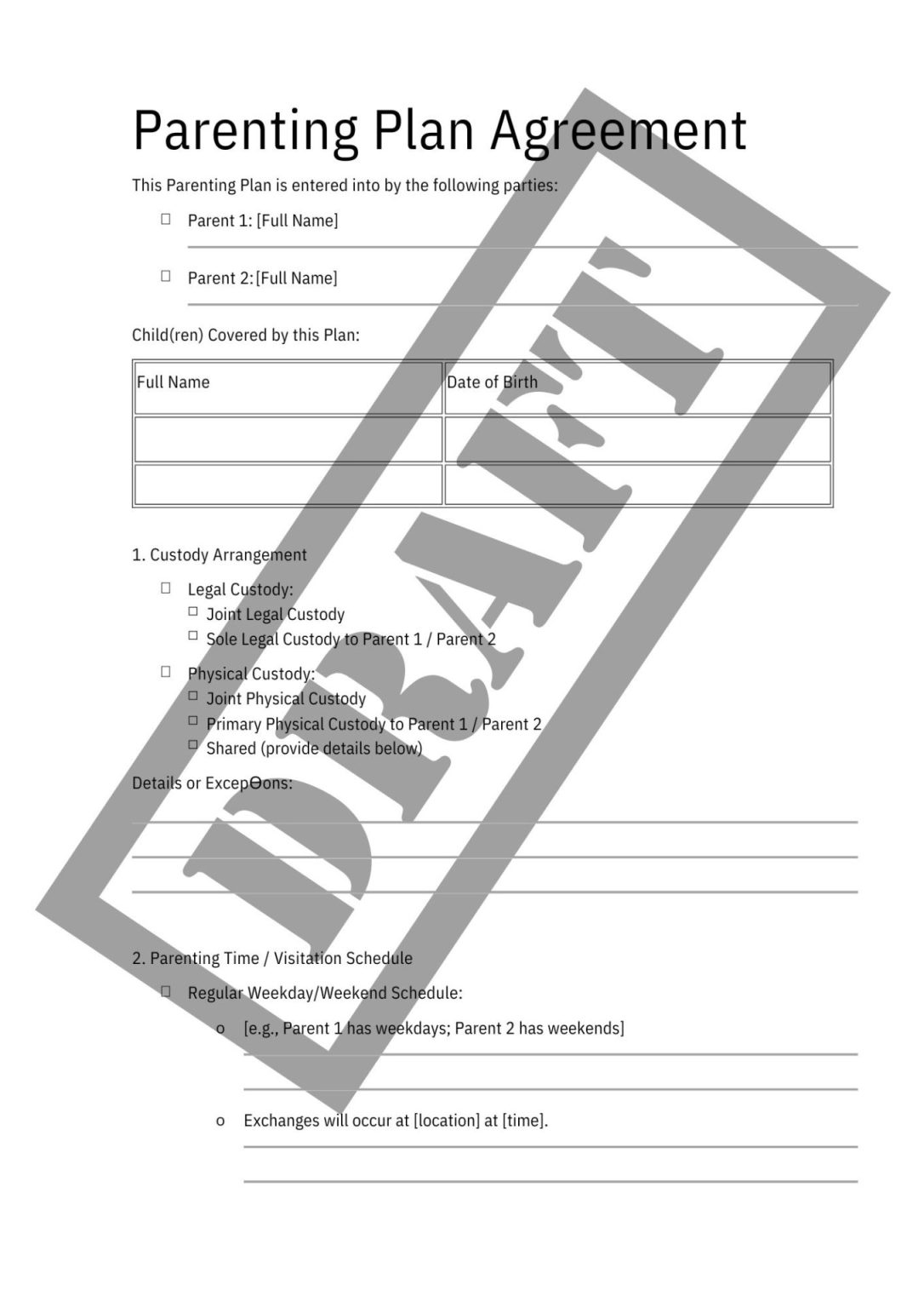 PA Parenting Plan: Download in PDF