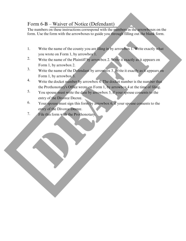 Waiver of Notice for Defendant Form 6b: Download in PDF